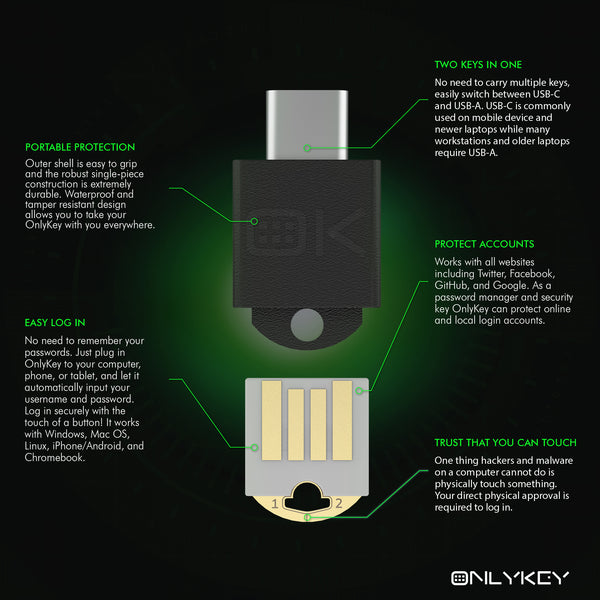 OnlyKey DUO - Dual USB-C and USB-A Security Key